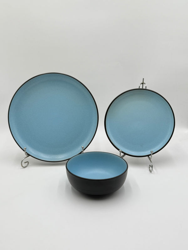 12 Pcs Blue and Matte Black Glazed Stoneware Breakfast Set – Ace Crockery