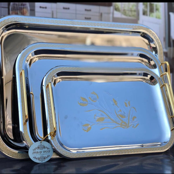 3pcs Stainless Steel Tray Set – Ace Crockery